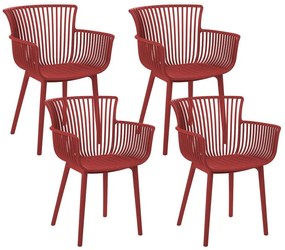 Sada 4 jídelních židlí červené PESARO Beliani