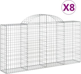 Klenuté gabionové koše 8 ks 200x30x100/120cm pozinkované železo 3146116