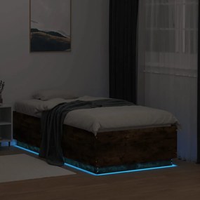 Rám postele s LED osvětlením kouřový dub 75 x 190 cm kompozit 3209671