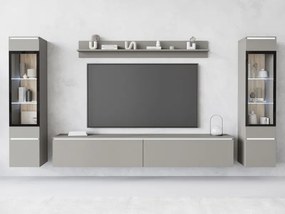 Nábytek do obývacího pokoje Sawoti II, Barva: šedé palladium, Osvětlení: osvětlení LED - bílé