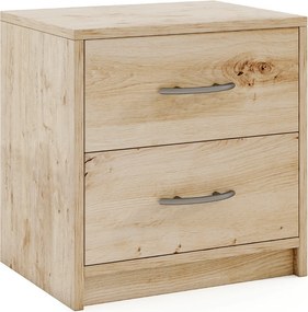 Costway Noční stolek se 2 zásuvkami, malý dub, přírodní