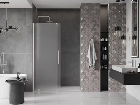 Mexen Velar, posuvné sprchové dveře do otvoru 130 cm, 8mm sklo námraza, broušená ocel, 871-130-000-31-97