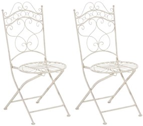 Kovová židle skládací Indra (SET 2 ks) - Krémová antik