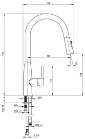 Deante Lukrecia, dřezová baterie ve tvaru "U" s vytahovací sprškou, chromová, BDH_072M