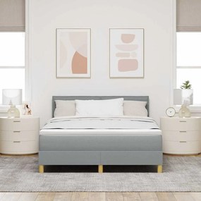 Postel s boxspringem s čelo Světle šedá 140 x 200 cm textil 3338846