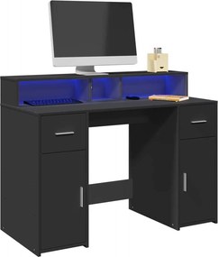 vidaXL Psací stůl s LED světly 120 x 55 x 91 cm kompozitní dřevo [3309418] Barva: Černá