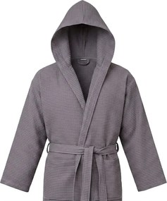 Vaflový župan s kapucí SPAFFLE, šedý Velikost: L/XL
