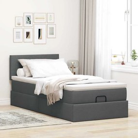 Osmanský rám postele s matrací tmavě šedá 90x190cm textil 3312188