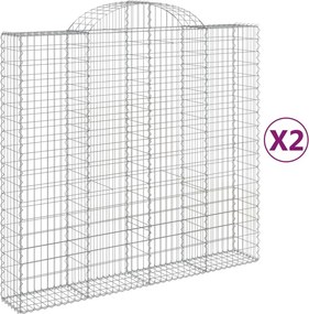 Klenuté gabionové koše 2 ks 200x50x180/200cm pozinkované železo 3146404