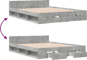 Rám postele se zásuvkami betonově šedý 150 x 200 cm kompozit 3280744