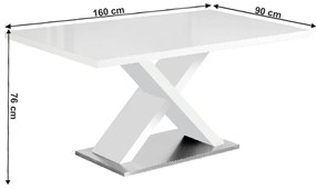 Kondela Jídelní stůl, bílá s vysokým leskem HG, 160x90 cm, FARNEL