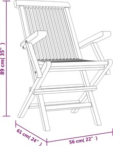 vidaXL Skládací zahradní židle 4 ks šedé 56 x 61 x 89 cm masivní teak [3155070]