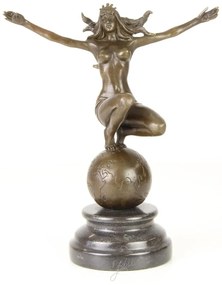 Bronzová socha soška - Polonahá žena a Svět