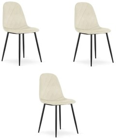 Set tří jídelních židlí ASTI sametový béžový (3 ks)