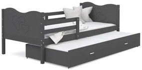 Dětská postel MAX P2 80x190 cm s šedou konstrukcí v šedé barvě s motivem srdíček