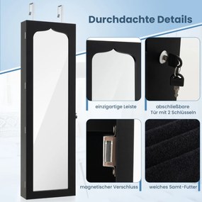 Costway Šperkovnice s LED Uzamykatelná nástěnná/dveřní šperkovnice
