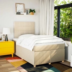 Box spring postel s matrací krémová 120x200 cm textil 3293552