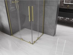 Mexen Velar L Duo, sprchový kout s posuvnými dveřmi 90 x 80 cm, 8mm čiré sklo, zlatá matná, 871-090-080-02-03-55