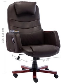 Masážní kancelářská židle hnědá umělá kůže,  20380