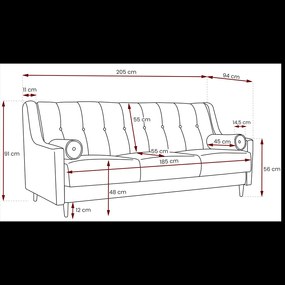 Pohovka PLATON | 205 cm | rozkládací + úložný prostor | VÝBĚR TKANINY a NOŽIČEK