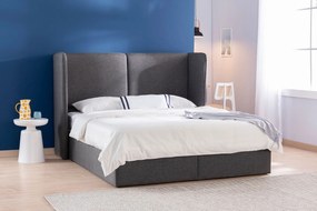 Antracitová postel s čelem LUNA Sedna, 160X200