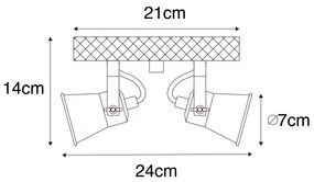 Venkovní bodové svítidlo černé s dřevem 2-světla nastavitelné - Jelle
