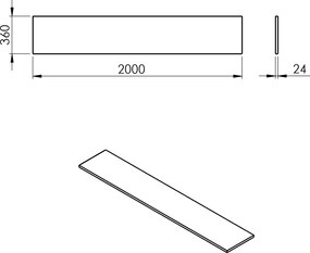 Sapho PLATO deska Rockstone 2000 x 24 x 360 mm bílá mat PL206-0101