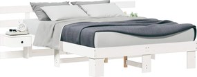 Rám postele s čelo Bílá 150 x 200 cm Masivní borové dřevo 3385686