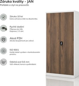Kancelářská skříň na dokumenty bílá / ořech: Eco Design JAN 900 x 1850 x 400 mm