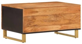 Konferenční stolek hnědý a černý 80x50x40 cm masivní mangovník - Default Title