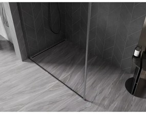 Mexen, Mexen Kioto-XF sprchová stěna s rámem 90 x 202 cm, průhledná 10 mm, pistolově šedá kartáčovaná - 800-090-104-66-00-X