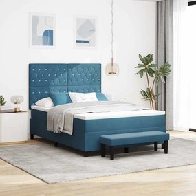 Postel s boxspringem s čelo Tmavě moddrá 200 x 140 cm samet 3344454