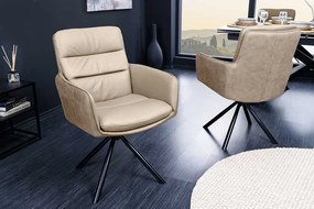 Designová otočná židle Maddison béžová kůže