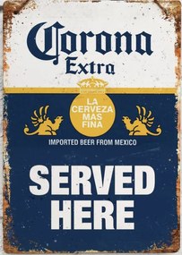 Plechová cedule Corona Extra Served here pivo