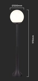 LED Solution Černo-opálový zahradní sloupek pro žárovku E27 IP44 97cm 11827