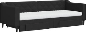 Válenda s přistýlkou a zásuvkami černá 80 x 200 cm textil 3197477