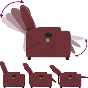 Elektrické masážní polohovací křeslo vínové textil 3204359
