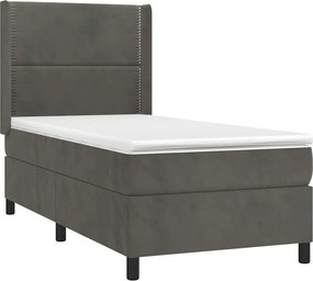 Box spring postel s matrací tmavě šedá 90x200 cm samet 3132598