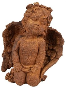 Dekorativní rezavá figurka anděl klečící - 9*7*11 cm