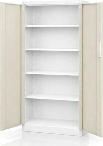 Kovová kancelářská skříň se zámkem na kód bílá, dub sonoma, 900x1850x400 mm: DANIEL Eco Design