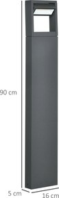 Zahradní lampa Outsunny, světlo na cestu, zahradní světlo s teplým bílým světlem LED, světlo na sloupek s nastavitelným úhlem sklonu, vodotěsné IP65,…