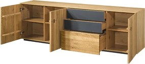 TV stolek Minura 25 195 cm z masivu dub přírodní/grafit