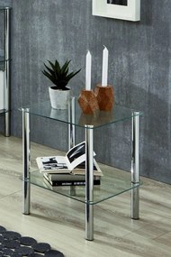 Mørtens furniture Odkládací stolek Jaylen I., 47 cm, čirá / chrom