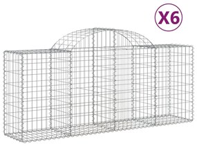 vidaXL Klenuté gabionové koše 6 ks 200x50x80/100 cm pozinkované železo