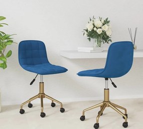 vidaXL Otočné jídelní židle 2 ks samet [334139] Barva: Modrá