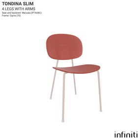 Venkovní židle z recyklovaného plastu Tondina Slim Barva kovové konstrukce: Cipria 70, Barva sedáku a opěradla z recyklovaného plastu: Marsala IP7608U