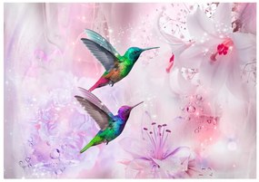Samolepící fototapeta - Barevní kolibříci (fialová) 98x70