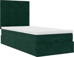Osmanský rám postele s matracemi tmavě zelené 100x200cm samet 3313454