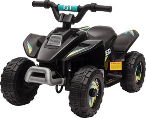 HOMCOM Elektrická čtyřkolka pro děti 18-36 měsíců, na baterie 6V s vpřed a vzad, maximální zatížení 20 kg, 72x40x45.5 cm, černá | Aosom