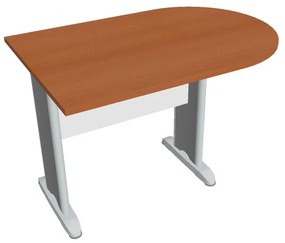 Stůl jednací oblouk 120 cm - Hobis Cross CP 1200 1 Dekor stolové desky: třešeň, Dekor lamino podnože: bílá, Barva nohou: Stříbrná